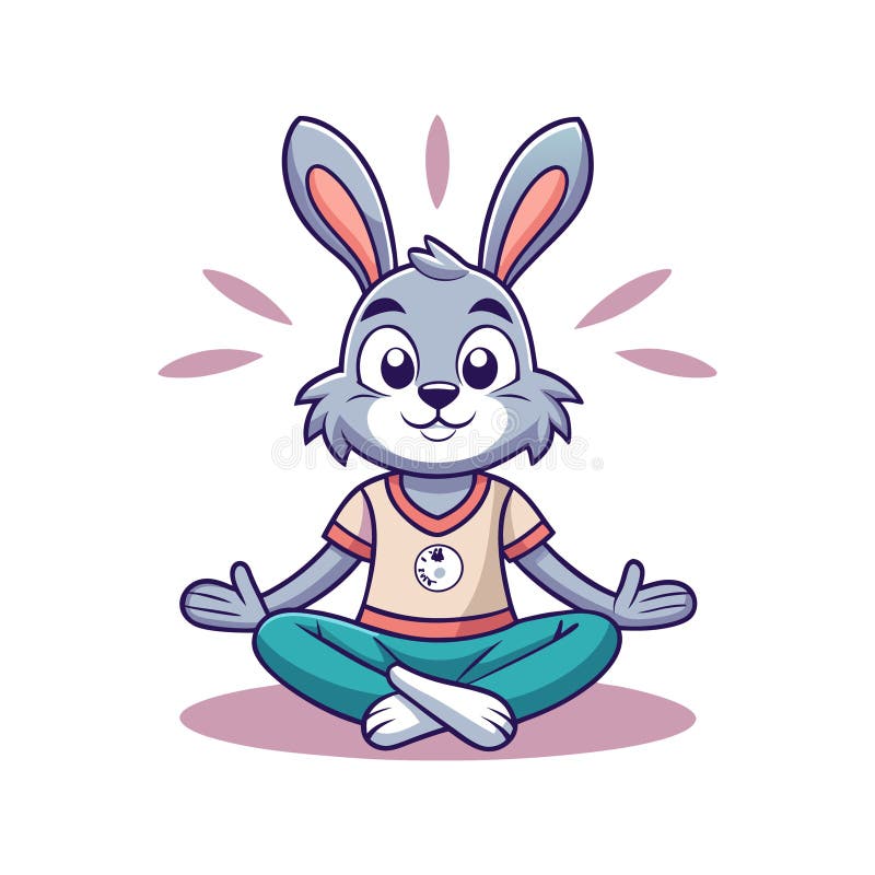 Adorable Bunny Playing while Meditating Stock Vector - Illustration of ...