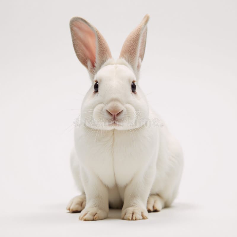 Adorable Bunny Standing Alone Against Plain White Background Stock ...
