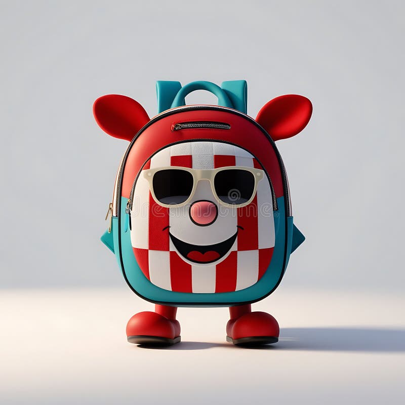 Adorable Cartoon Backpack Design: Cheerful Red and White Checkered ...
