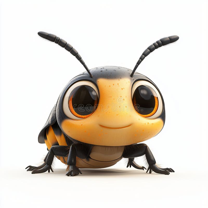 Adorable Cartoon Beetle Bug 3D Render Cute Insect Friendly Character ...