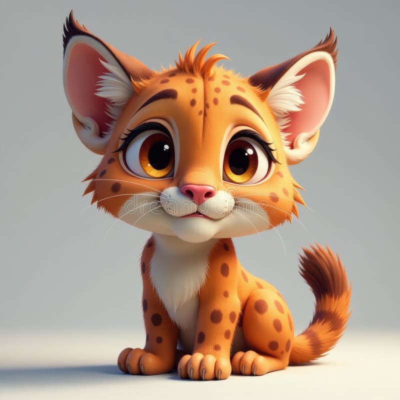 Adorable Cartoon Bobcat Kitten, Isolated Background, Isolated ...