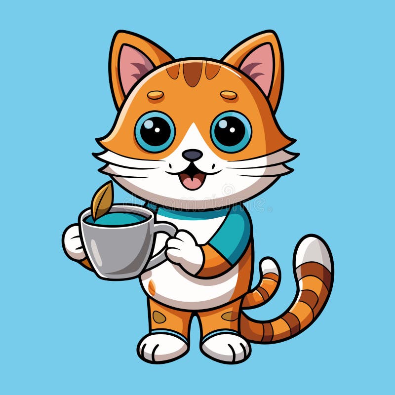 Adorable Cartoon Cat Cuddling a Fish Overjoyed by Cute Cat Cuddle Time ...