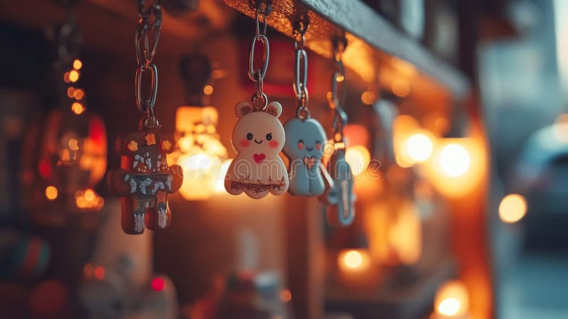 Adorable Cartoon Character Keychains Hang Beautifully Stock ...