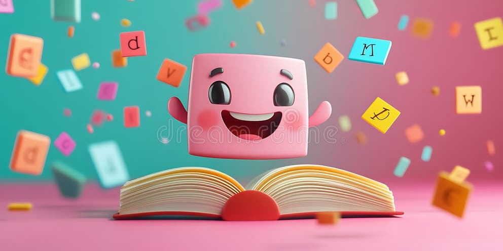 Adorable Cartoon Character Learning Alphabet Fun Educational Image ...