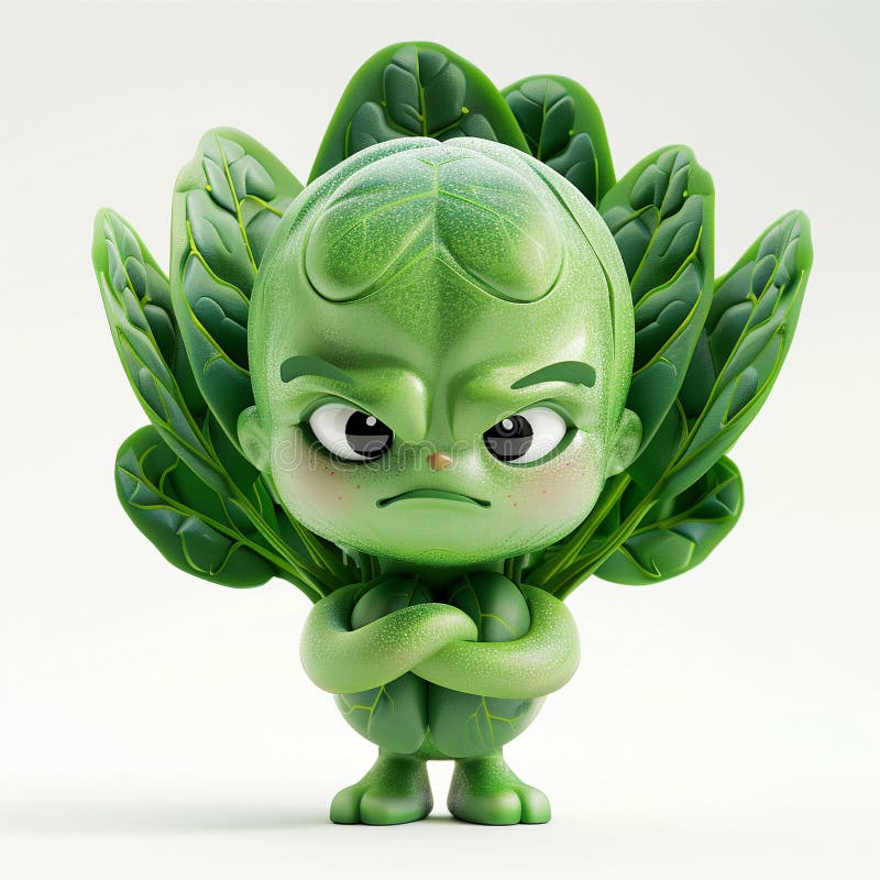 Adorable Cartoon Character Representing a Leafy Green Vegetable with ...