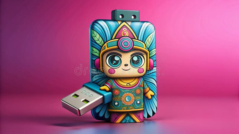 Adorable Cartoon Character USB Flash Drive Sticker Whimsical Tech ...