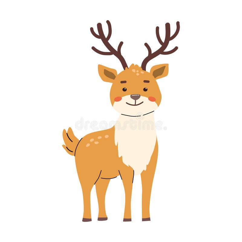 Adorable Cartoon Deer Illustration in a Forest Theme Stock Illustration ...