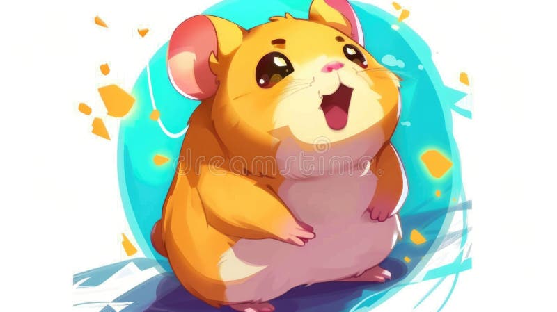 Adorable Cartoon Hamster Illustration with Vibrant Background Stock ...