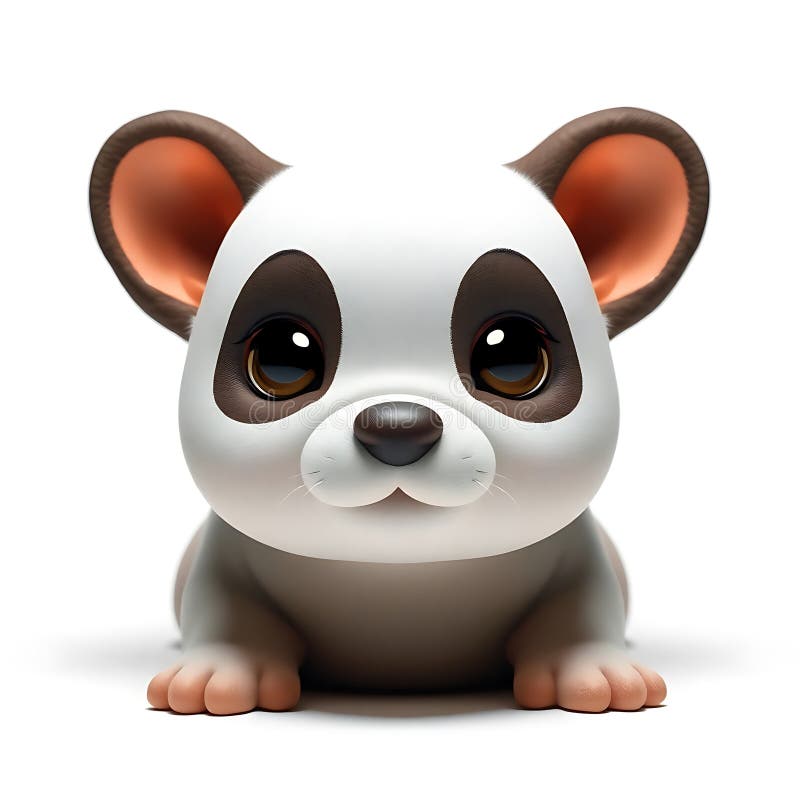 Adorable Cartoon Panda Mouse Sitting on White Back (completed ...