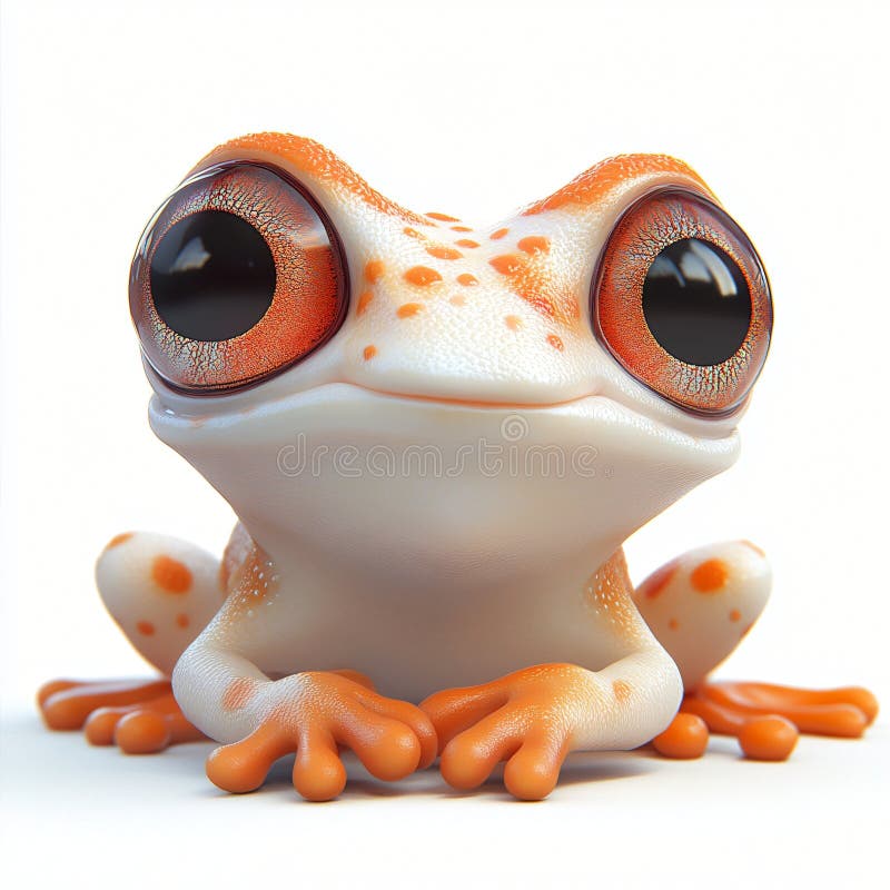 Adorable Cartoon Frog Cute Amphibian Big Eyes Orange Spots AI Generated ...