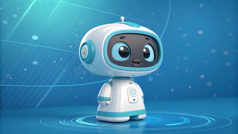 Adorable Cartoon Robot Character Futuristic AI Digital Technology ...