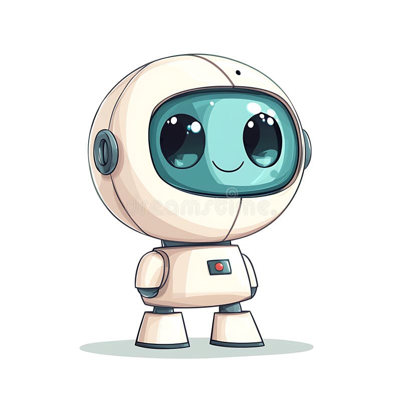 Adorable Cartoon Robot Illustration a Cute and Friendly AI Character ...
