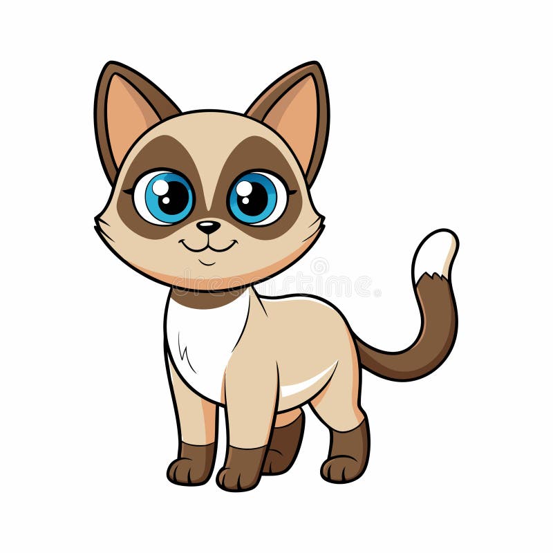 An Adorable Cartoon Siamese Cat Stock Vector - Illustration of graphic ...