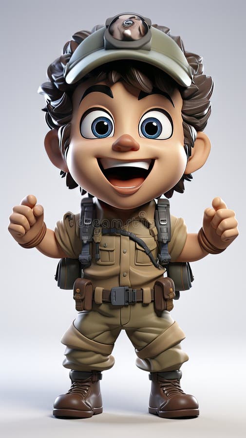 Adorable Cartoon Soldier in Full Gear with a Charming Smile and Big ... Adorable Cartoon Soldier in Full Gear with a Charming Smile and Big ...