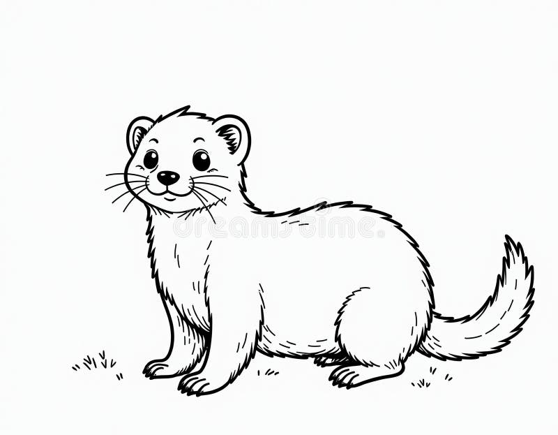 Adorable Cartoon Stoat Illustration Stock Illustration - Illustration ...