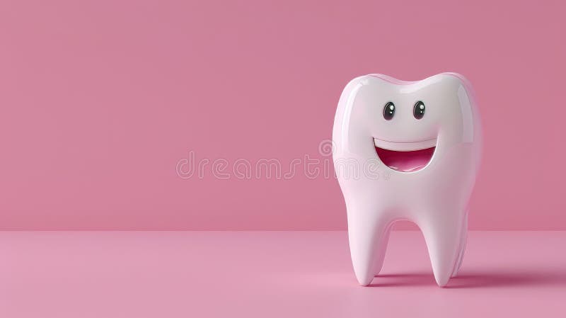 Adorable Cartoon Tooth Character in 3d Isolated on Pastel Background ...