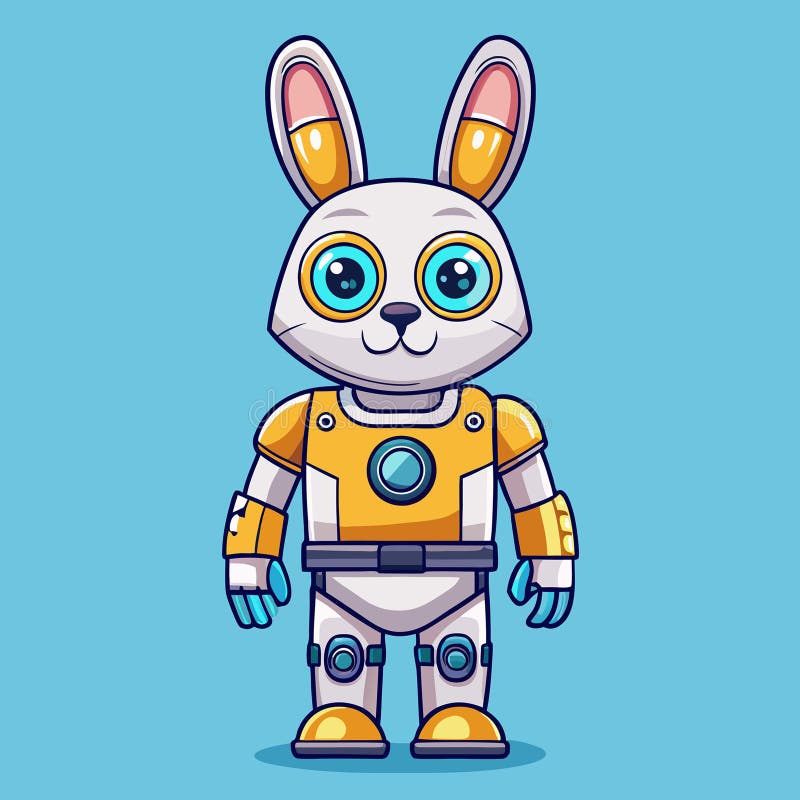 Cute and Adorable Robot Rabbit Vector Icon Illustration with Cybernetic ...