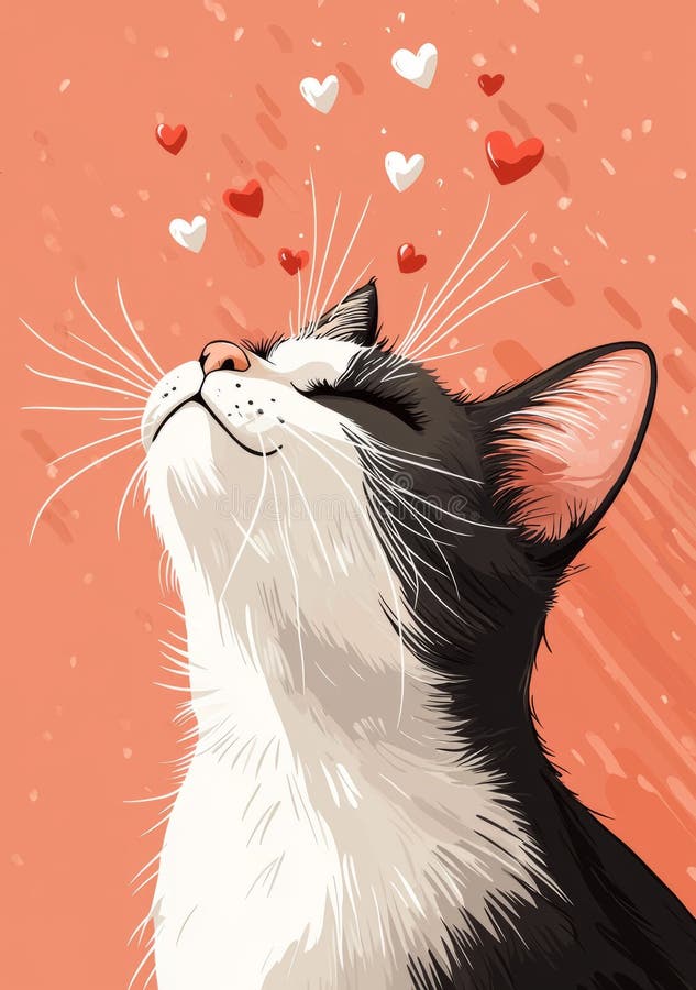 Adorable Cat Blows Kiss, Tiny Hearts Float Stock Image - Image of ...