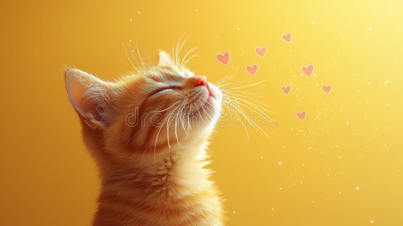 Adorable Cat Blows Kiss, Tiny Hearts Float Stock Image - Image of ...