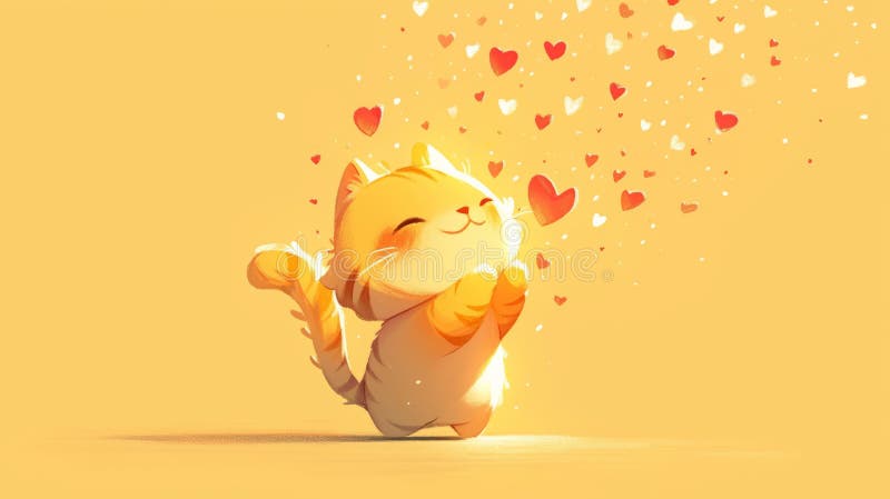 Adorable Cat Blows Kiss, Tiny Hearts Float Stock Image - Image of wink ...