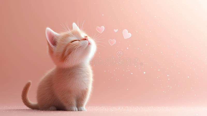Adorable Cat Blows Kiss Tiny Hearts Float Stock Photos - Free & Royalty ...