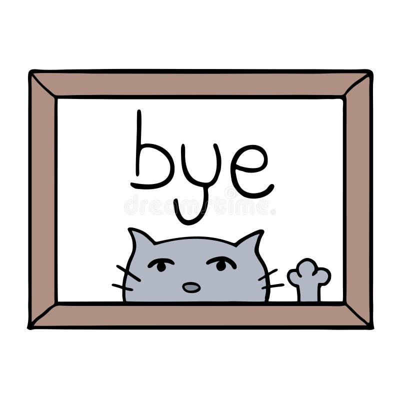 Adorable Cat and Bye Message Stock Vector - Illustration of element ...
