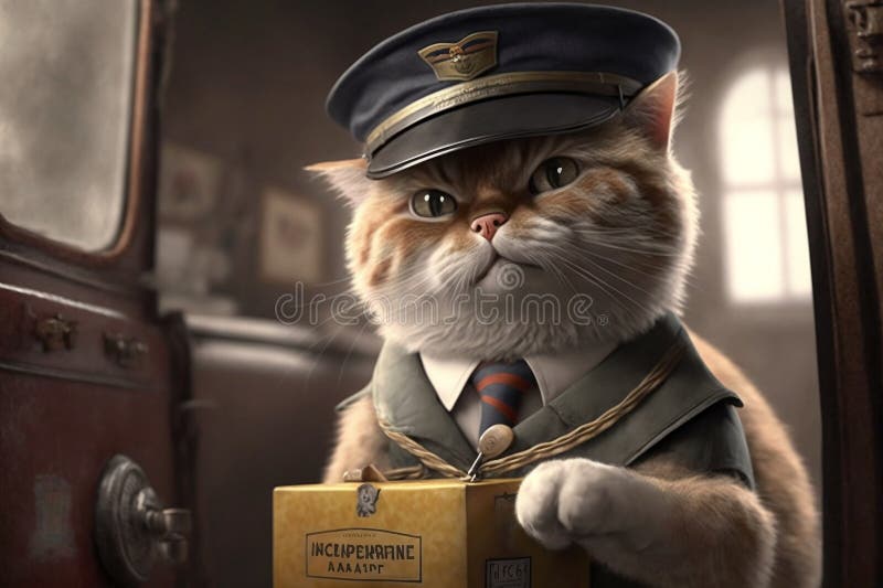 An Adorable Cat Dressed As a Postman Delivering Mail To Homes ...