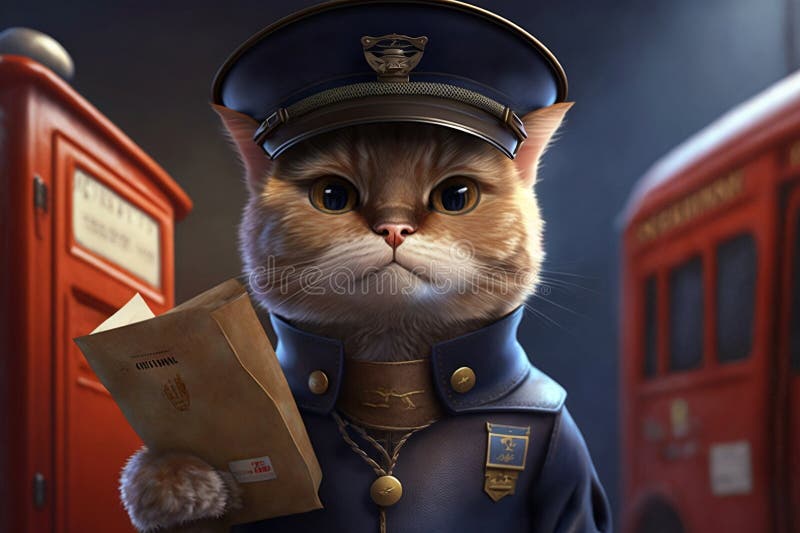An Adorable Cat Dressed As a Postman Delivering Mail To Homes ...