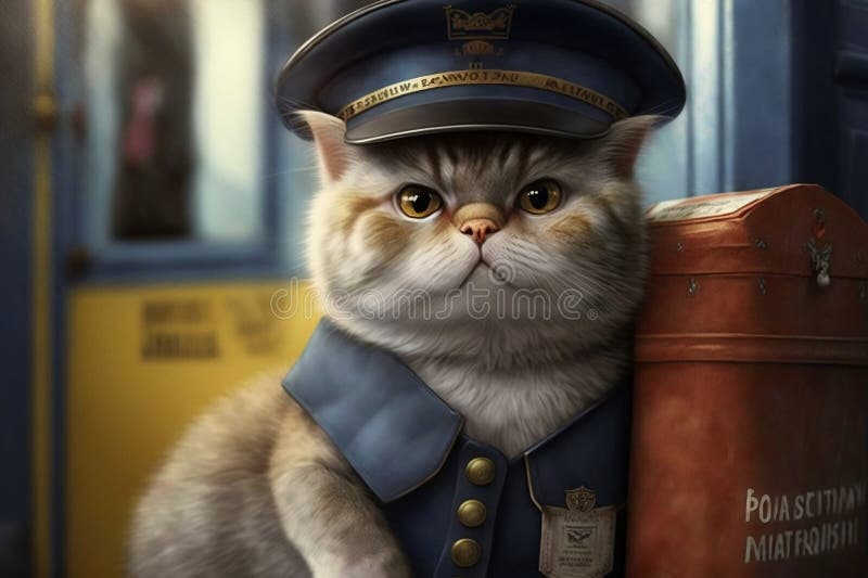 An Adorable Cat Dressed As a Postman Delivering Mail To Homes ...