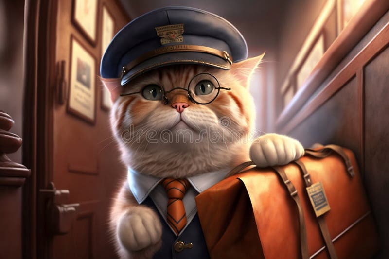 An Adorable Cat Dressed As a Postman Delivering Mail To Homes ...