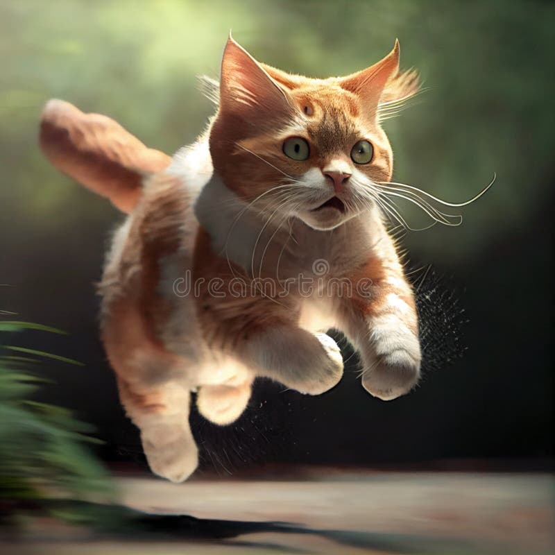 Adorable Cat Fluffy in Action Stock Illustration - Illustration of ...