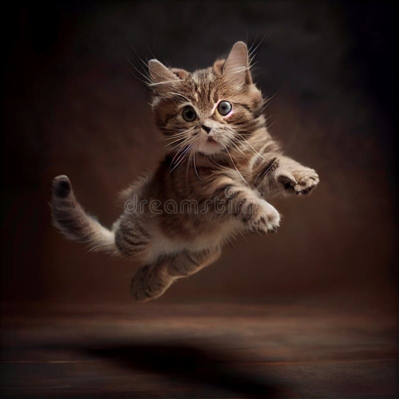 Adorable Cat Fluffy in Action Stock Illustration - Illustration of ...