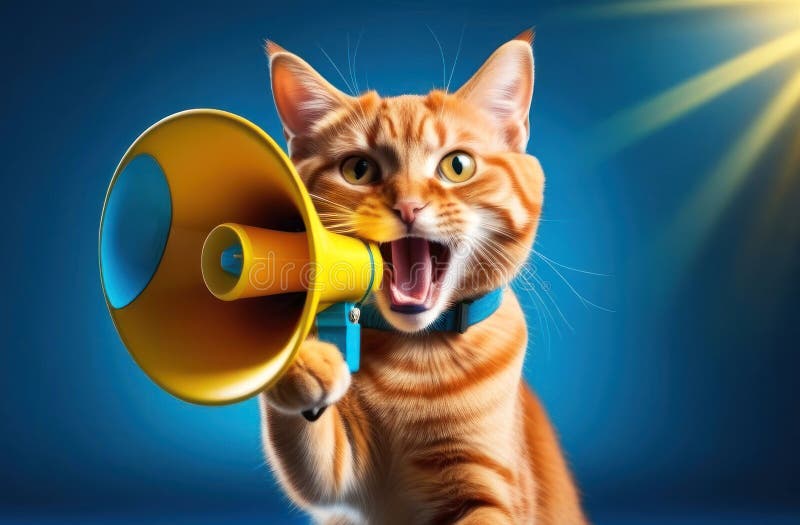 Adorable Cat Making a Statement through a Vibrant Megaphone Stock ...