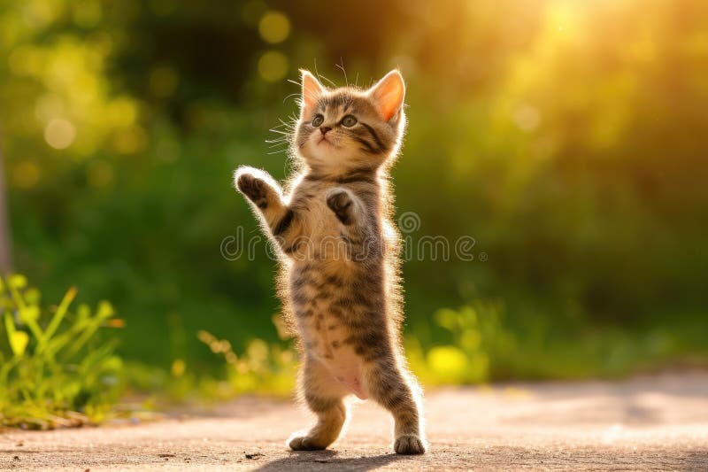 Adorable Cat Pose: Standing Up. Stock Illustration - Illustration of ...