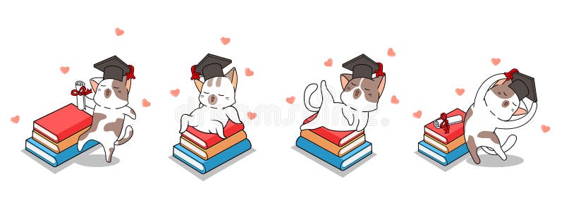 Adorable Cat Scholar Characters Illustration Stock Vector ...