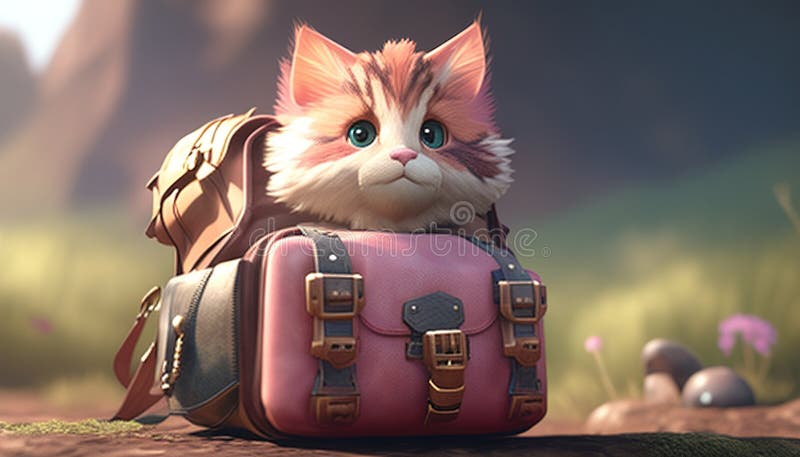 Adorable Cat Wearing a Pink Backpack Ready for an Adventure Stock ...