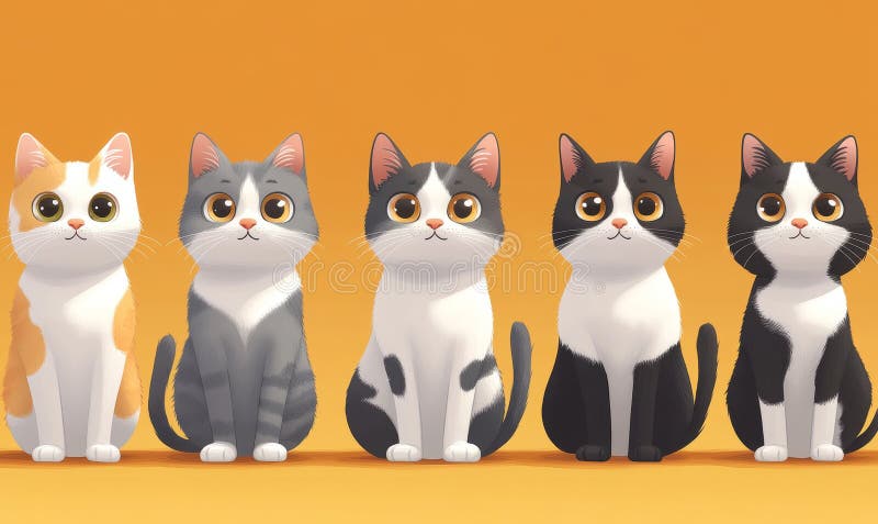 Adorable Cats in Pixel Art Form Set Against a Peach Background Stock ...