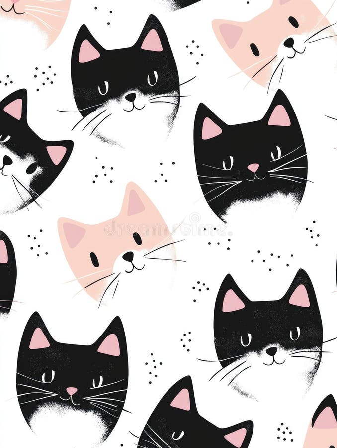 Kitty Cat Pattern stock illustration. Illustration of gift - 358449210