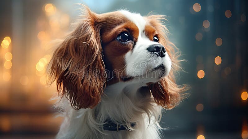 Adorable Cavalier King Charles Spaniel Dog on White Background AI ...