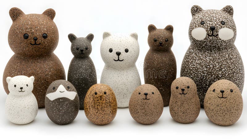 Adorable Ceramic Animal Figurines in Various Sizes Stock Photo - Image ...