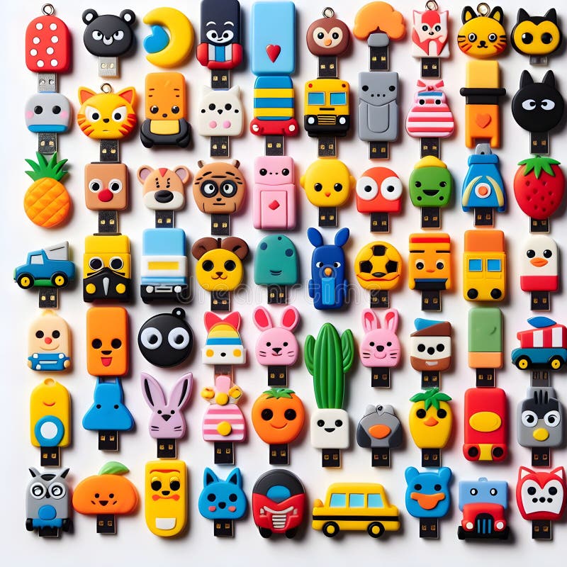Adorable Character USB Drives Stock Illustration - Illustration of ...