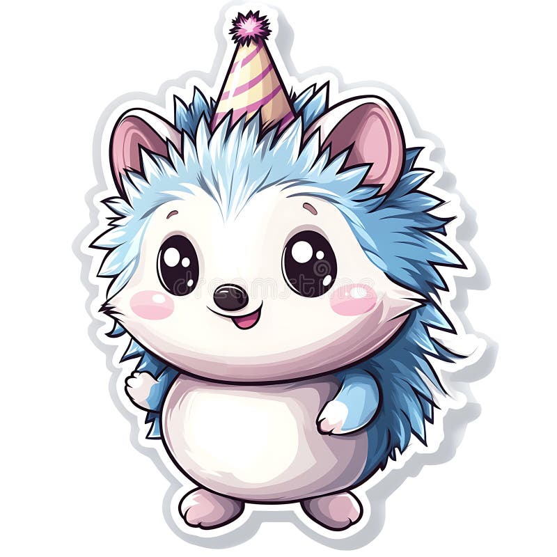 Cute Chibi Hedgehog Sticker Design Stock Illustration - Illustration of ...