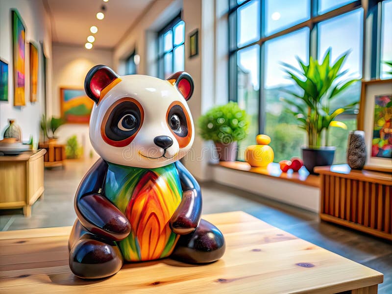 Adorable Chibi Panda Ceramic Sculpture a Closeup Masterpiece in ...