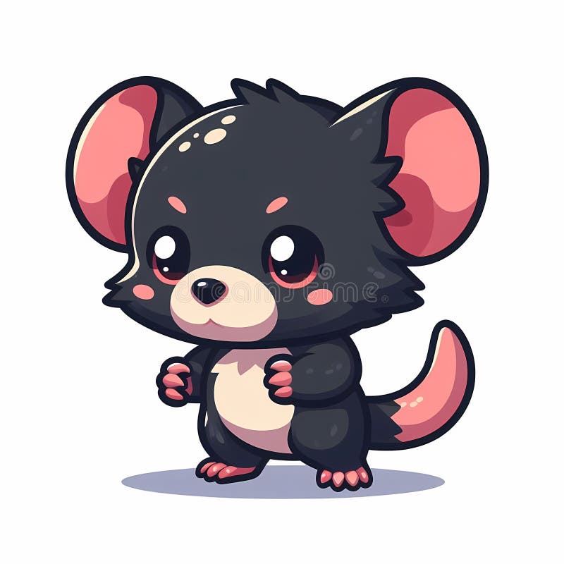 Tasmanian Devil Chibi Illustration in Flat Style on White Background ...