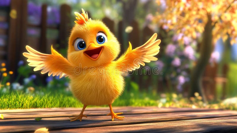 Adorable Chick with Outstretched Wings Stock Illustration ...