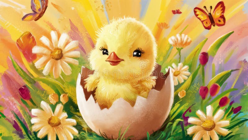 Adorable Chick in Spring Garden Stock Image - Image of garden, isolated ...