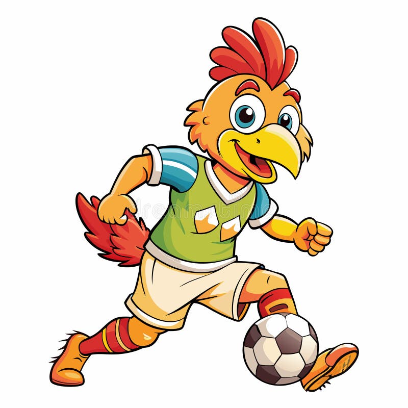 Adorable Chicken Cartoon Vector Icon Playing Soccer with Delighted ...