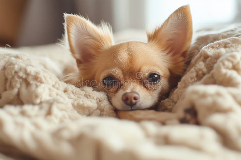 Adorable Chihuahua Puppy Sleeping Soundly Dog's Relaxed Posture Stock ...