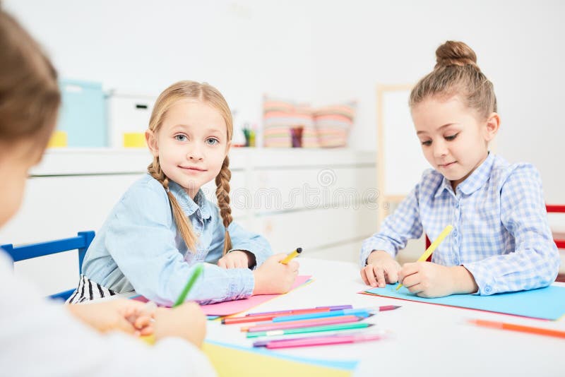 Child drawing stock image. Image of cute, lovely, leisure - 23565923