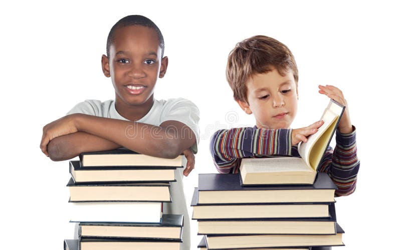 Happy Children Reading Kids Books Stock Image - Image of boys, floor ...